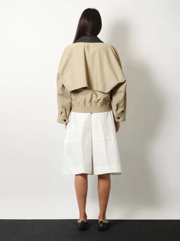 Bottega Veneta Cotton Jacket With Intrecciato Leather Collar - Multicolor