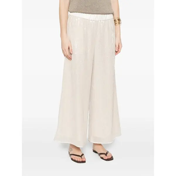Peserico Pescarico Wide-leg Sequined Palazzo Pants - Cream