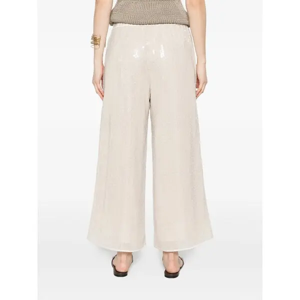 Peserico Pescarico Wide-leg Sequined Palazzo Pants - Cream