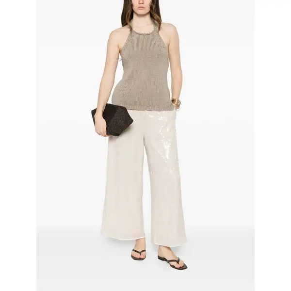 Peserico Pescarico Wide-leg Sequined Palazzo Pants - Cream