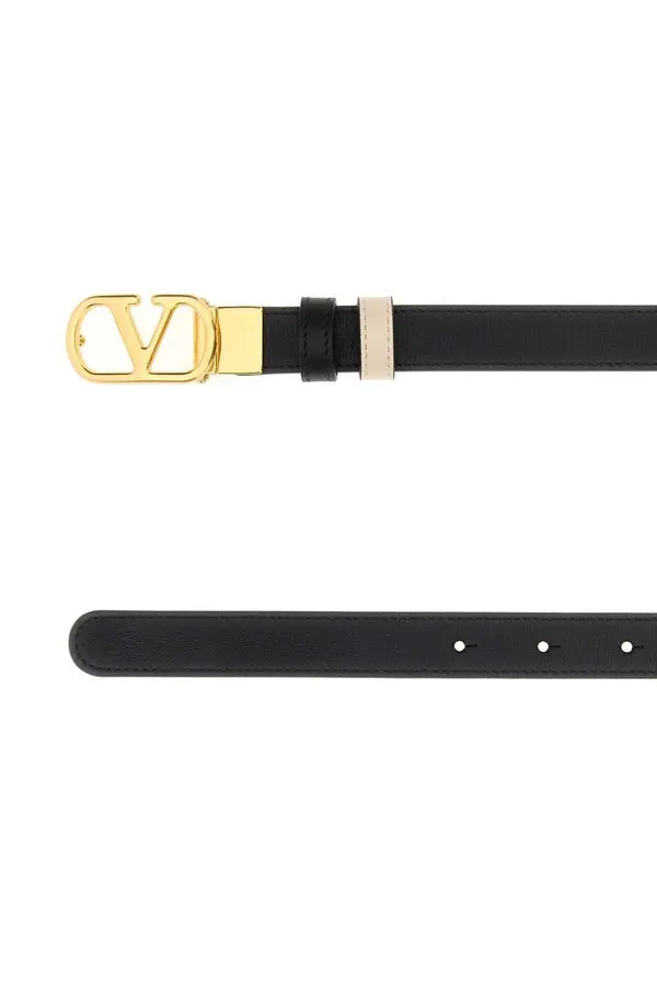 Valentino Garavani Reversible Leather Belt With Golden Metal Finishing