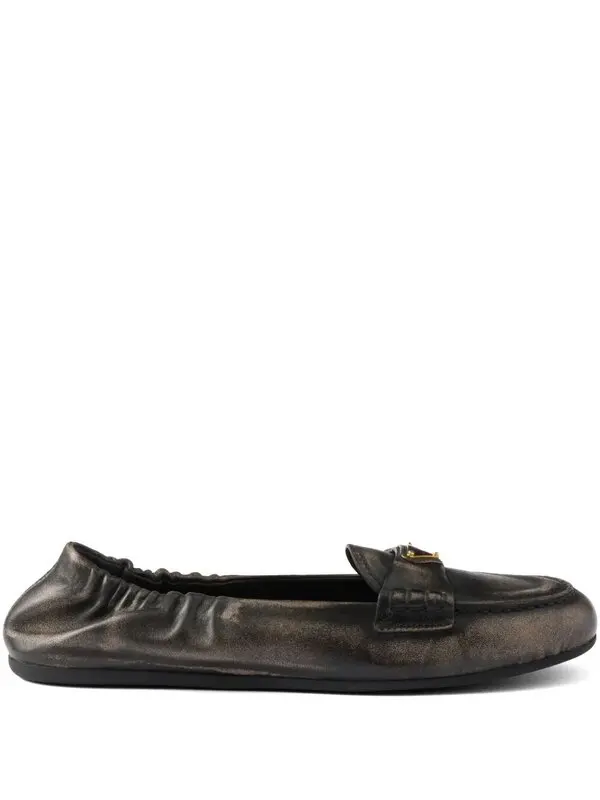 Prada Deconstructed Nappa Leather Loafers - Black