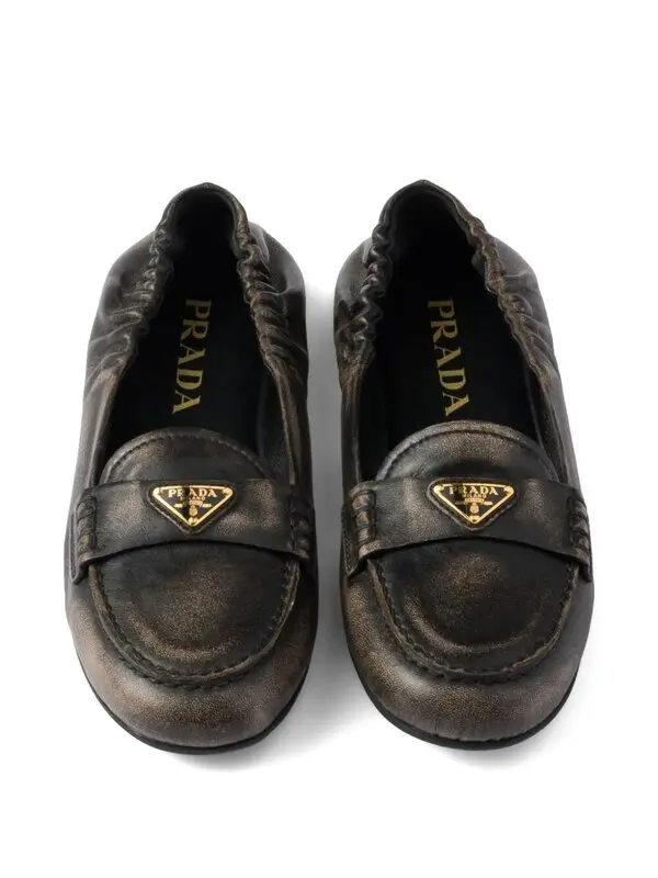 Prada Deconstructed Nappa Leather Loafers - Black