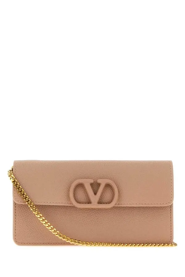 Valentino Garavani Satin Wallet With Silver Tone Finishing - Pink