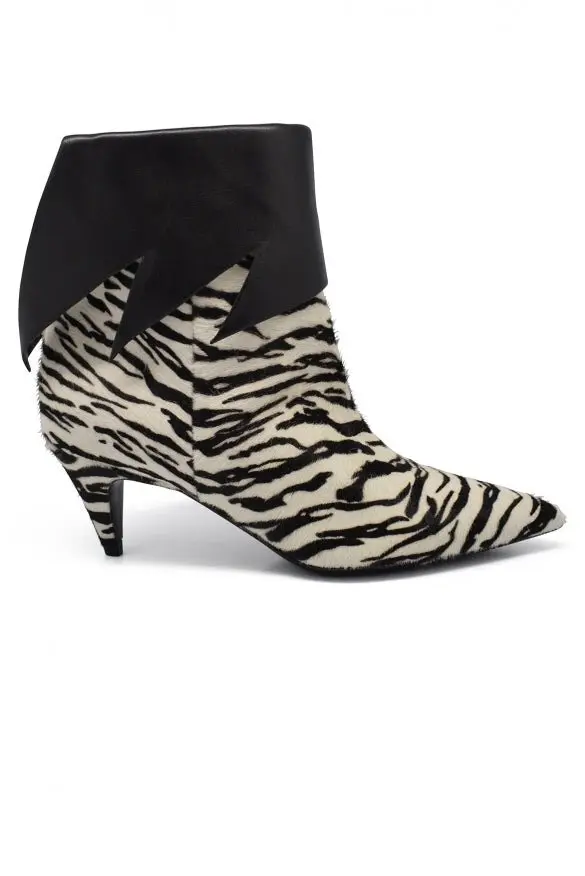 Saint Laurent Zebra Effect Ankle Boots - Black