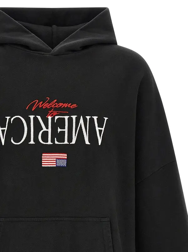WILLY CHAVARRIA Welcome To America Hooligan" Hoodie - Black