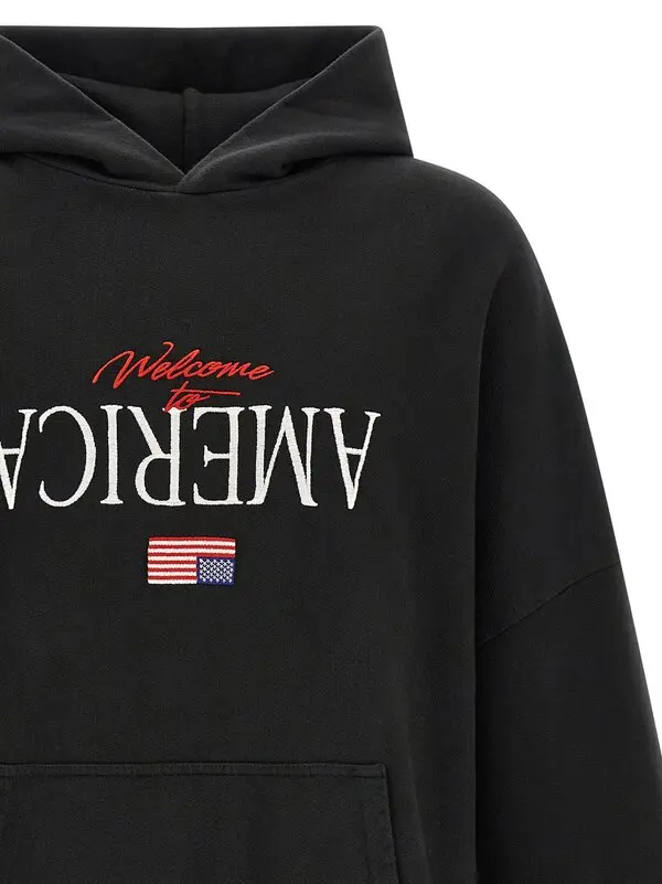 WILLY CHAVARRIA Welcome To America Hooligan" Hoodie - Black