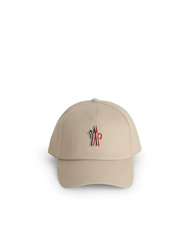 Moncler Cotton Baseball Cap With Logo - Cream