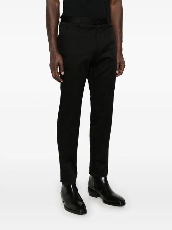 Dolce & Gabbana Logo-embroidered Tapered Leg Cotton Trousers - Black