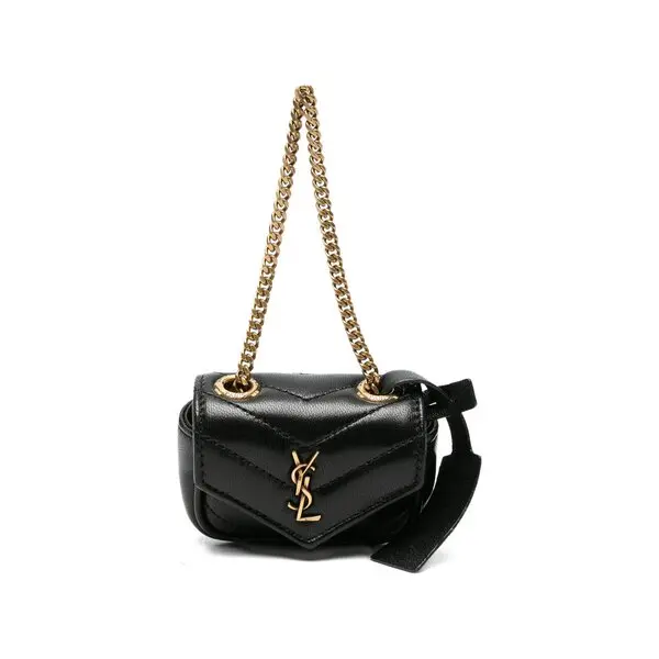Saint Laurent Lamb Skin Quilted Cassandre Plaque Chain Wallet