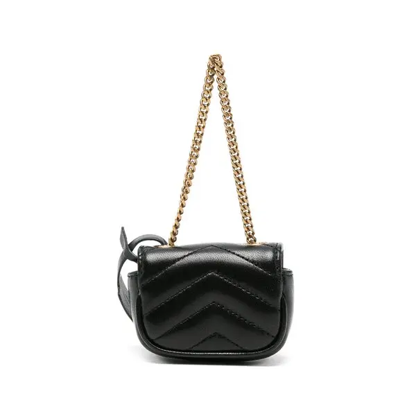 Saint Laurent Lamb Skin Quilted Cassandre Plaque Chain Wallet