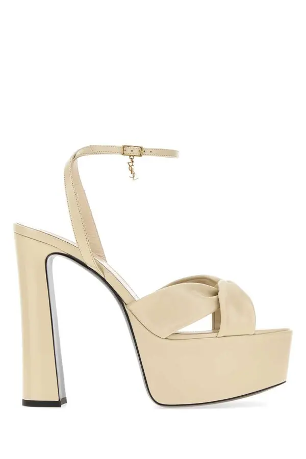 Saint Laurent Sand Leather Franciane Platform Sandals - Brown