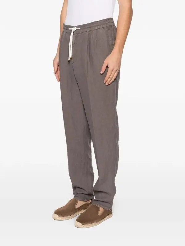 Brunello Cucinelli Garment-dyed Linen Pants With Double Pleats - Multicolor