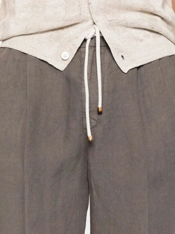Brunello Cucinelli Garment-dyed Linen Pants With Double Pleats - Multicolor