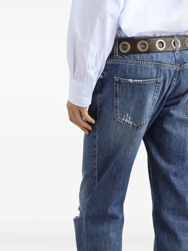 Dolce & Gabbana Classic Cotton Jeans With Abrasions - Blue