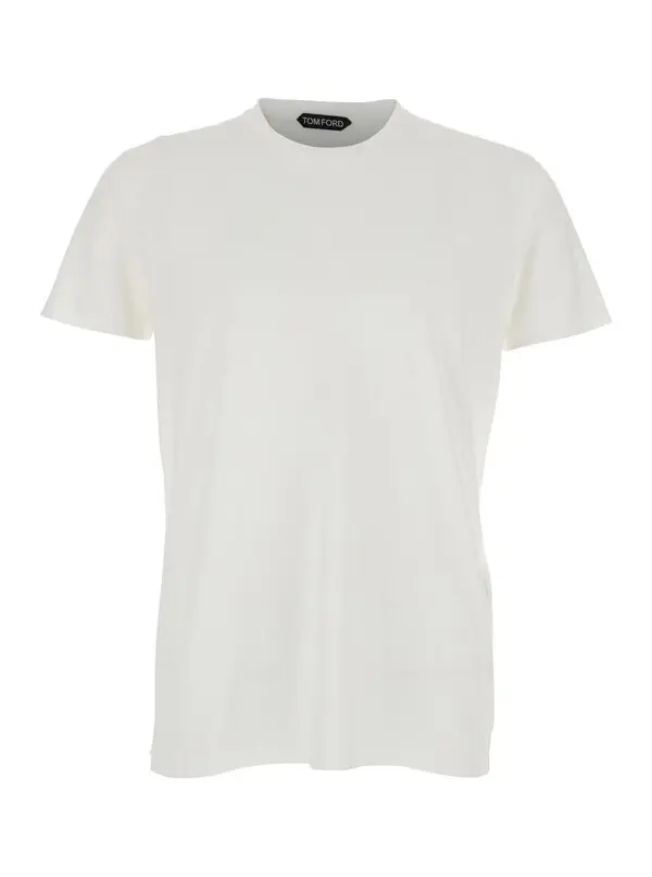 TOM FORD T-shirt 'cotton Silk Ss' White With Round Neck In Cotton And Silk - Multicolor