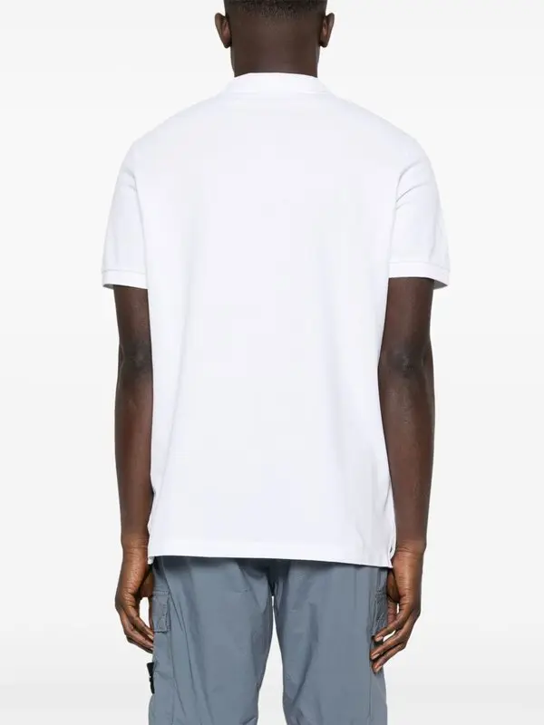 Stone Island Slim Fit Stretch Cotton Piqué Polo Shirt - White