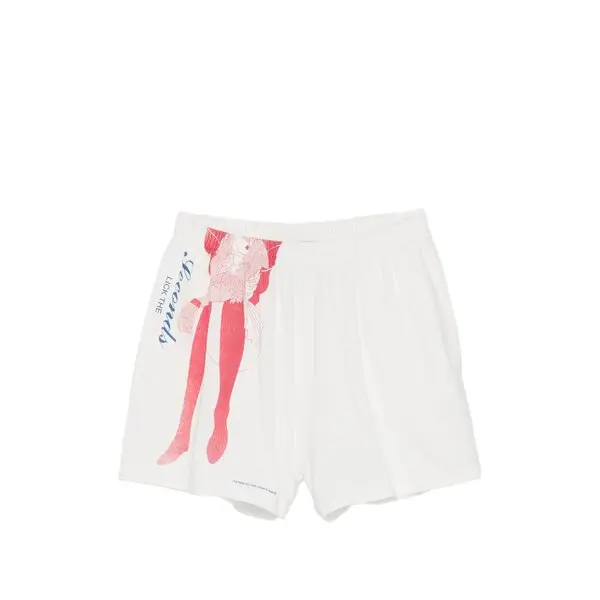 Our Legacy Graphic Print Cotton Mini Shorts - White