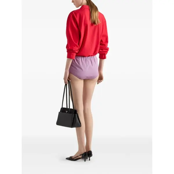 Prada Cotton Piqué Knit Long Sleeve Polo Top