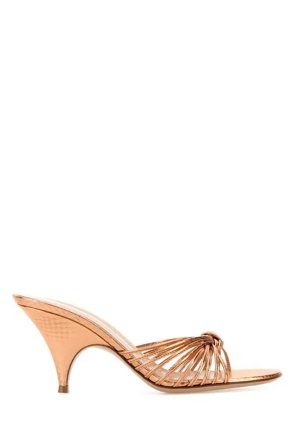 GIANVITO ROSSI Ayer Snake Embossed Leather Mules - Orange