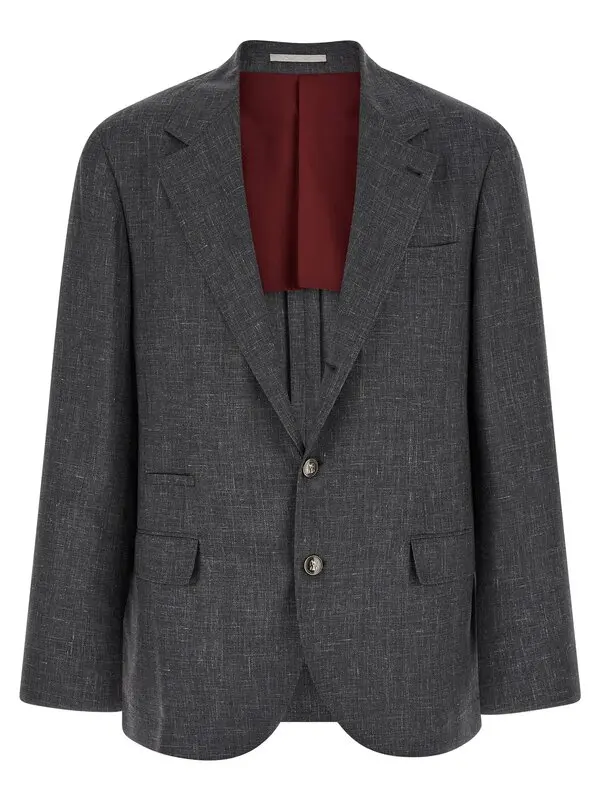 Brunello Cucinelli Blazer Flamed Canvas Blazer - Gray