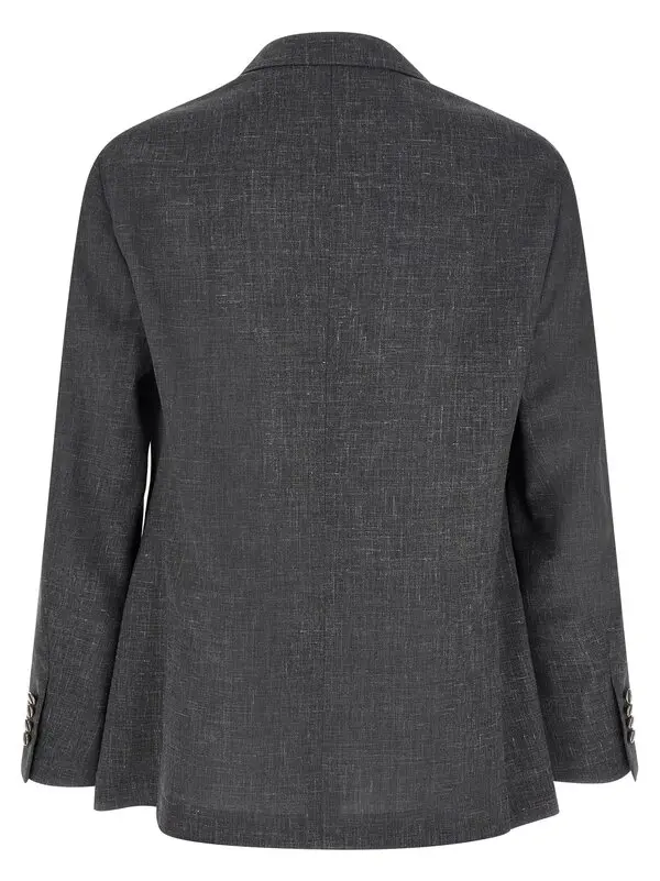 Brunello Cucinelli Blazer Flamed Canvas Blazer - Gray