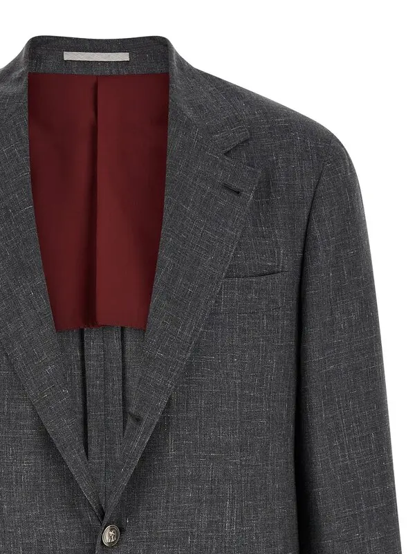 Brunello Cucinelli Blazer Flamed Canvas Blazer - Gray