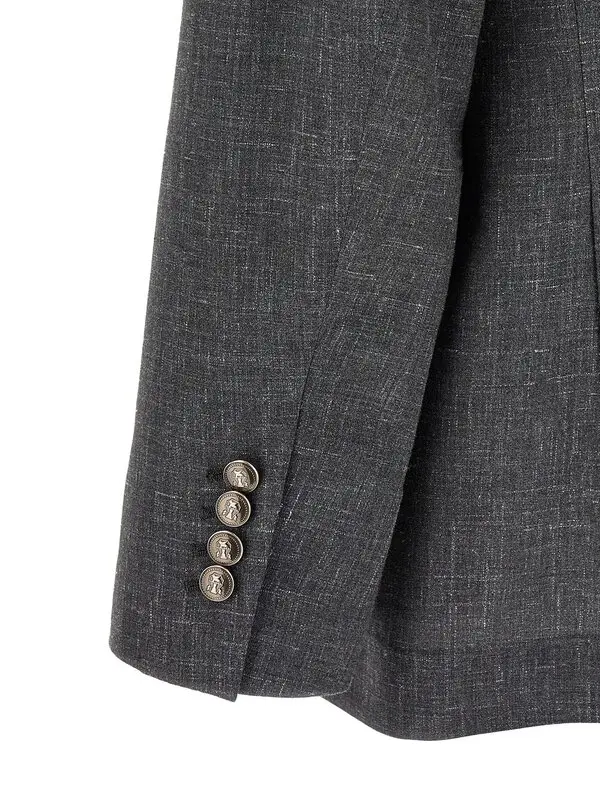 Brunello Cucinelli Blazer Flamed Canvas Blazer - Gray