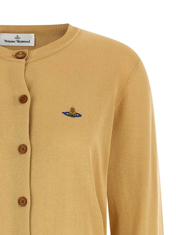 VIVIENNE WESTWOOD Bea Embroidered Orb Logo Cotton Cardigan - Cream