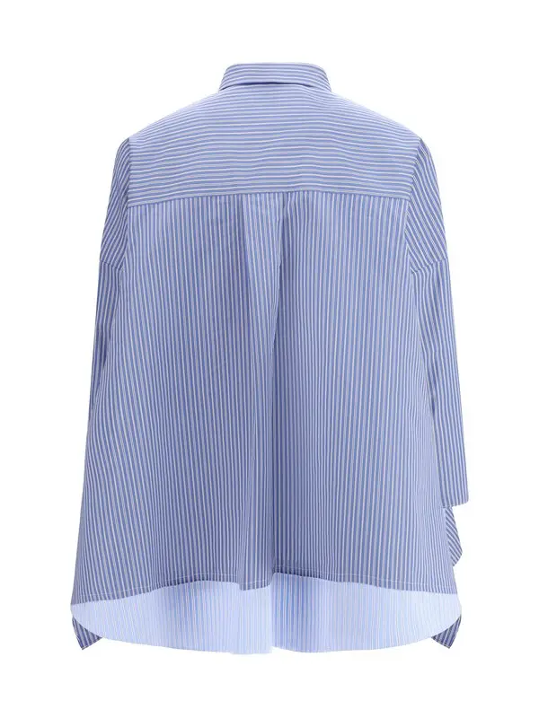 Sacai Striped Poplin Shirt With Double Layer Sleeves