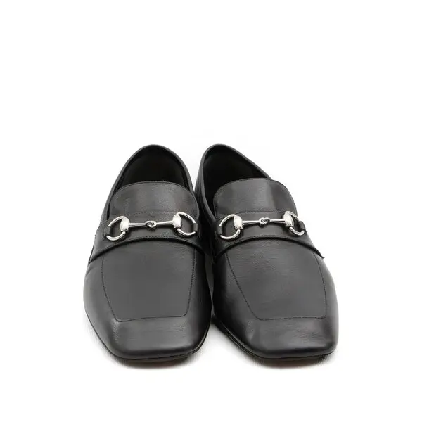 Gucci Leather Horsebit Detail Loafers - Black
