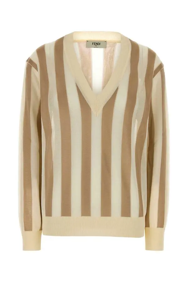 Fendi Embroidered Silk Blend Sweater - Multicolor