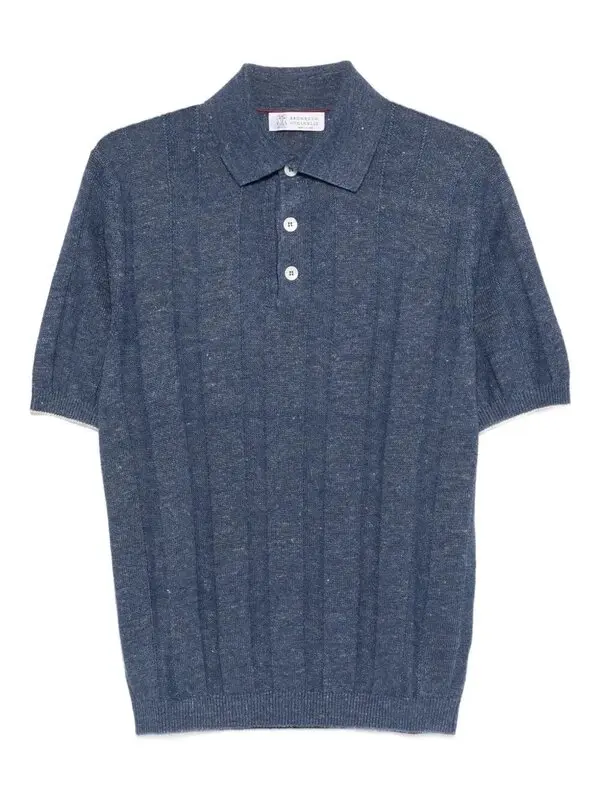Brunello Cucinelli Linen And Cotton Wide Rib Knit Polo - Multicolor