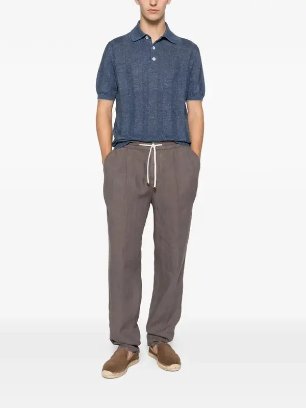 Brunello Cucinelli Linen And Cotton Wide Rib Knit Polo - Multicolor