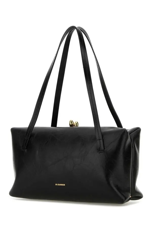 JIL SANDER Leather Goji Pillow Handbag - Black
