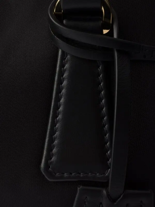 Prada Re-nylon And Leather Medium Top-handle Bag With Padlock - Black