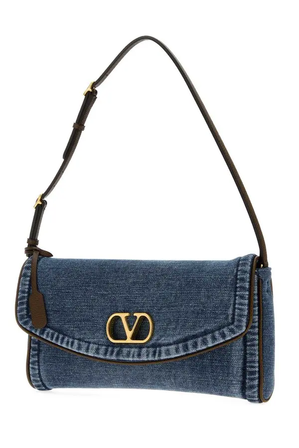Valentino Garavani Denim Devain Shoulder Bag - Blue