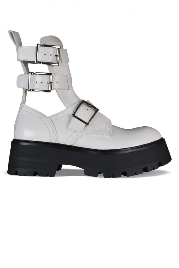 Alexander McQueen Rave Buckle Boots - White