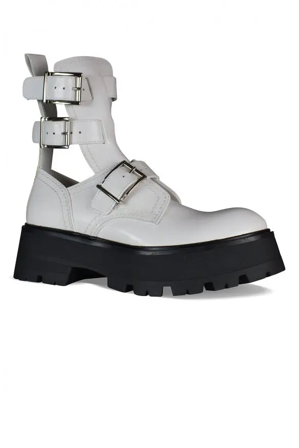 Alexander McQueen Rave Buckle Boots - White