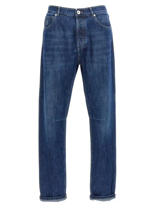 Brunello Cucinelli Denim Jeans With Button Closure - Blue