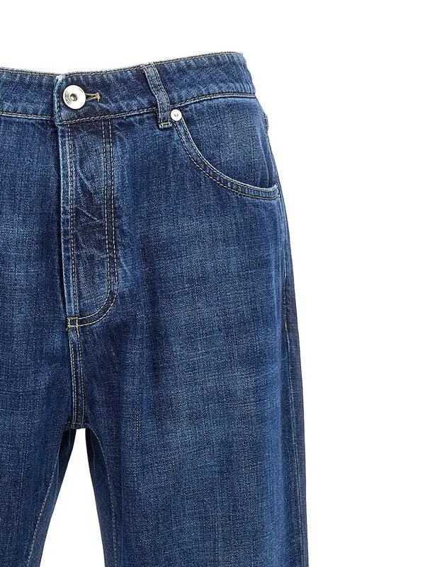 Brunello Cucinelli Denim Jeans With Button Closure - Blue