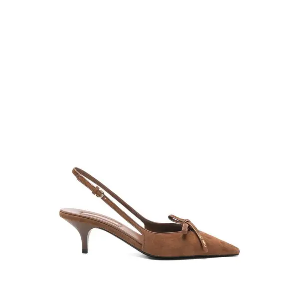 Miu Miu Suede Slingback Pumps With Bow Detail - Brown