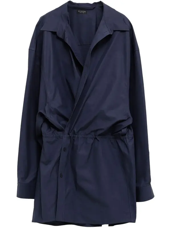 Balenciaga Elasticated Waistband Cotton Shirt Dress - Blue