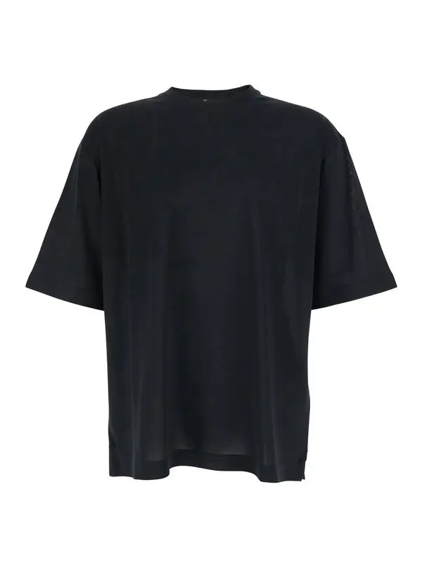 Jacquemus Le Rond Carre Mc' T-shirt With Round Neck And Logo On The Back In Fabric - Black