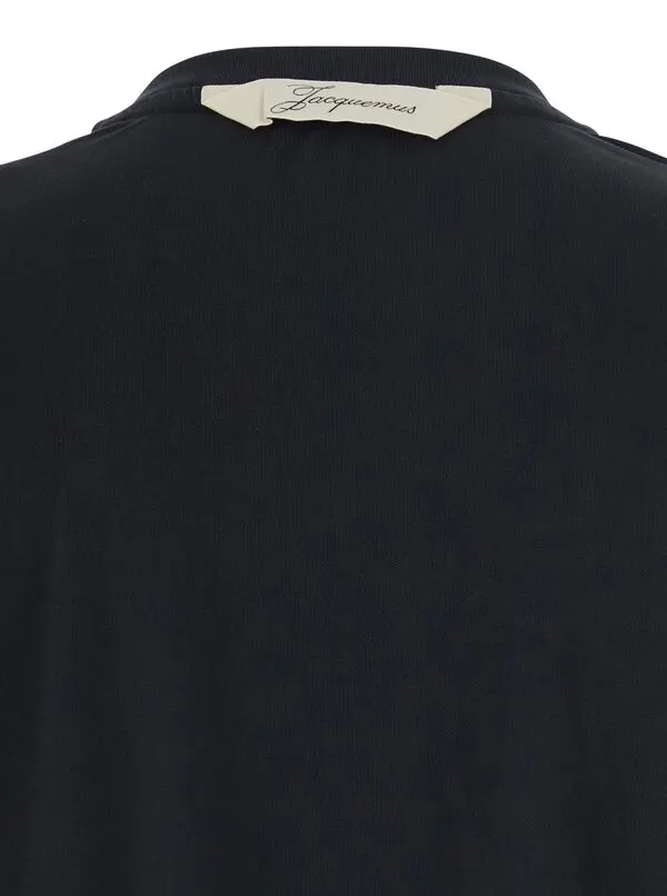 Jacquemus Le Rond Carre Mc' T-shirt With Round Neck And Logo On The Back In Fabric - Black