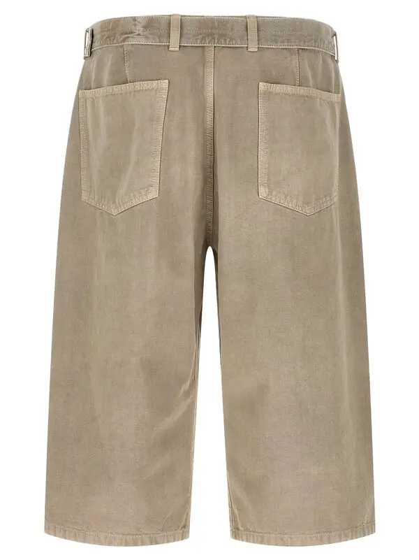 LEMAIRE Garment-dyed Cotton Denim Bermuda Shorts With Flared Wide Leg