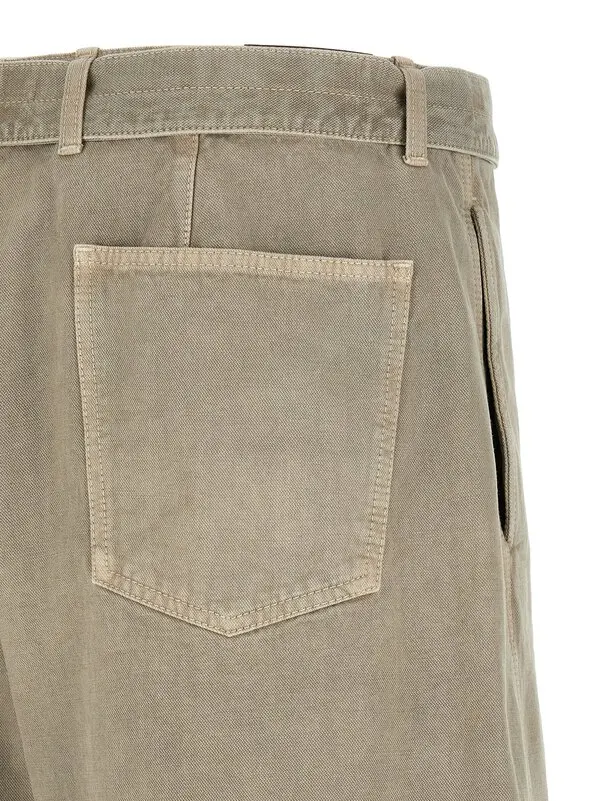 LEMAIRE Garment-dyed Cotton Denim Bermuda Shorts With Flared Wide Leg