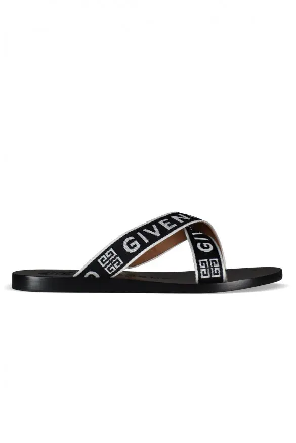 Givenchy Leather Sandals With Logo Straps - Black