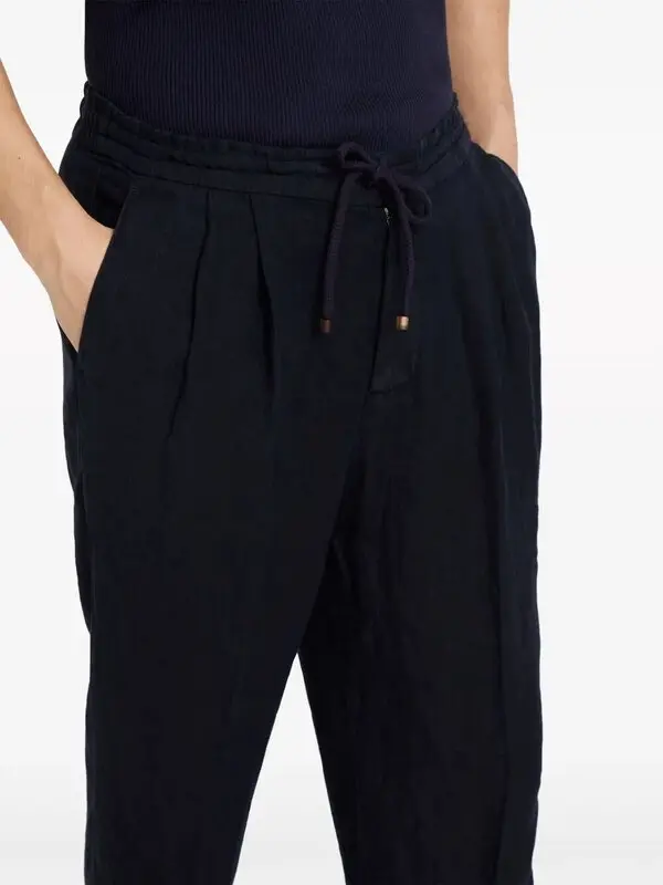 Brunello Cucinelli Garment-dyed Linen Pants With Drawstring And Double Pleats - Multicolor