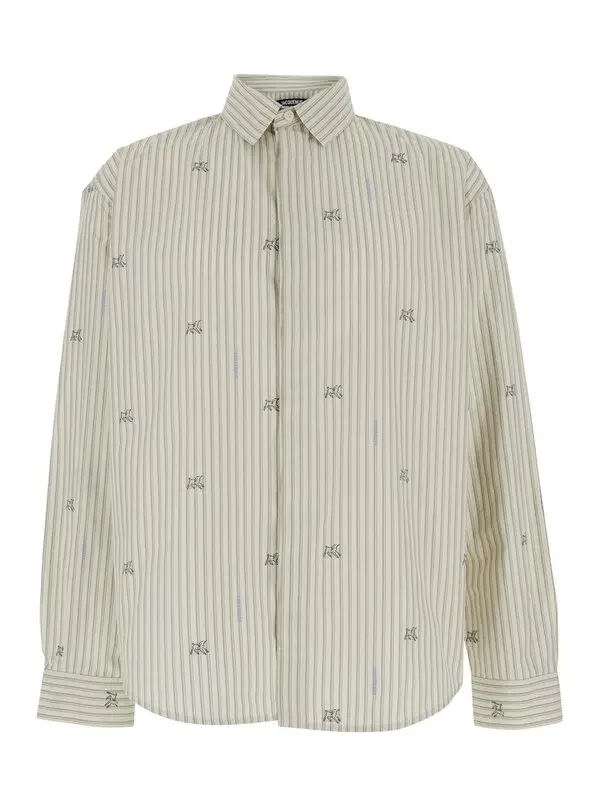 Jacquemus Simon' Beige Long-sleeved Shirt With Classic Collar And Long Sleeves In Cotton For